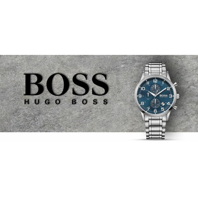 Zegarek męski Srebrny Hugo Boss AEROLINER 1513183 na bransolecie ...