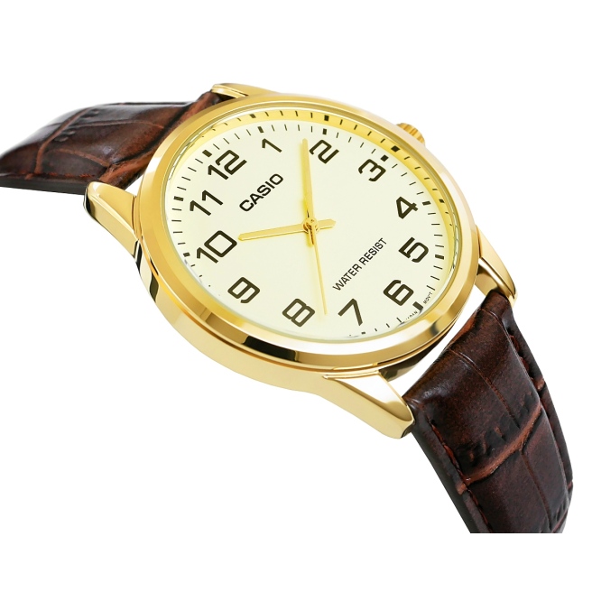 Zegarek Męski Brązowy pasek CASIO MTP-V001GL-9BUDF + BOX • ⌚ TwojZegarek.eu